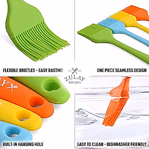 Zulay (Set of 4) Pastry Brush - Heat Resistant Silicone Basting Brush With Soft Flexible Bristles - Assorted Basting Brush Ideal For BBQ, Marinating, or Spreading Butter & Oil