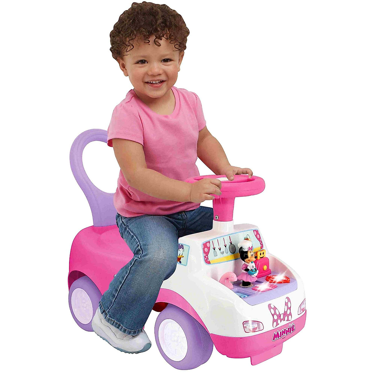 Kiddieland Disney: Minnie Mouse Happy Kitchen Activity Ride-On - Lights & Sounds, Foot to Floor, Kids Car, Push & Pull, Ages 12-36 Months, 23 x 11 x 17.5 inches, Pink