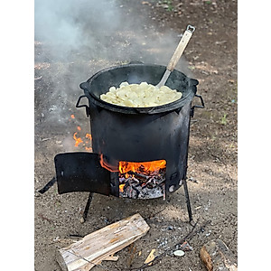 Kazan Cast Iron Cauldron Qazan Qozon Kadai (9L-2.3Gal) + Uchag Oven Stove Wood Fire Duch Oven (36cm-14")