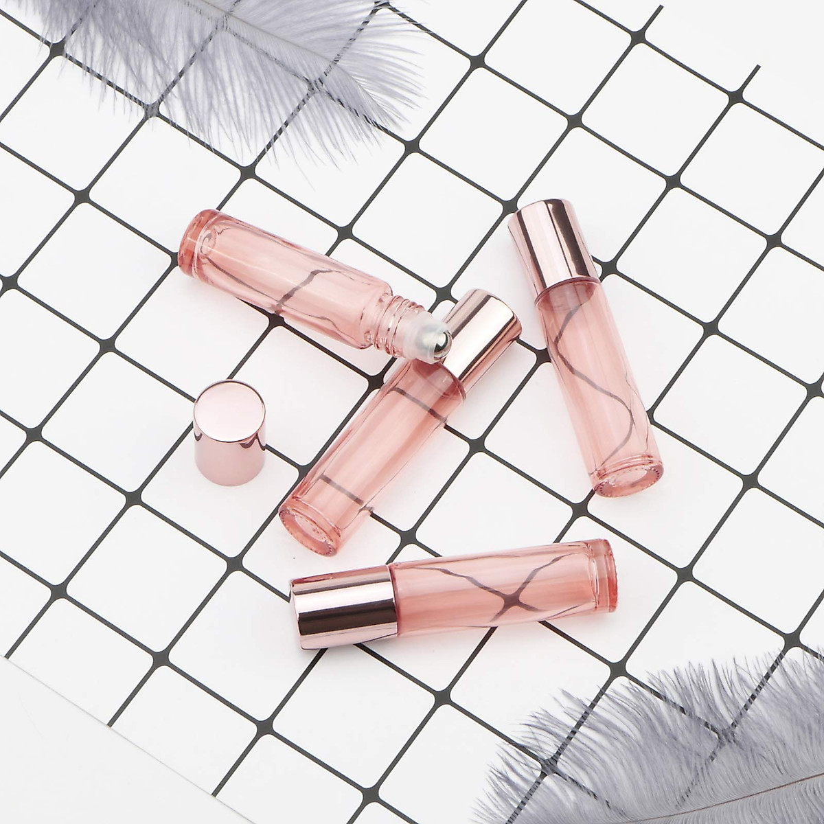 Kesell 14-Pack 10ml Glass Roller Bottles for Essential Oils - Travel- Refillable Perfume Bottles with Stainless Steel Roller Balls, Caps - Funnel for Aromatherapy, Perfumes