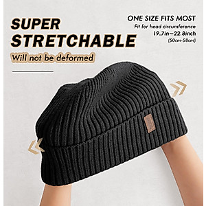 Wmcaps Warm Beanie for Men Women, Fleece Lined Beanie Warm Winter Caps Unisex Fashion Knit Cuffed Cap (Black)