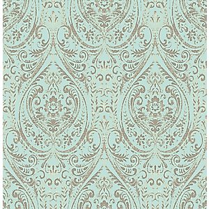 NuWallpaper NU2079 Nomad Damask Peel & Stick Wallpaper, Blue