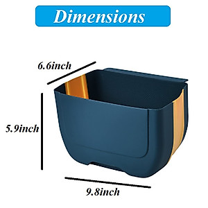 Hanging Kitchen Trash Can,Foldable Waste Bin for Kitchen,Hanging Folding Mini Trash Can for Kitchen Cabinet Door,Collapsible Hang Small Plastic Garbage Can for Cabinet/Car/Bedroom/Bathroom 3L(Blue)