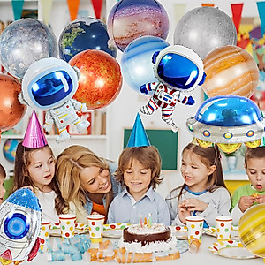 16 Pcs Galaxy Space Balloons,Space Themed Party Decorations,Solar Eclipse Balloons Rocket Spaceship Astronaut Planet Balloons Set for Kids Space Birthday Party Supplies Baby Shower Decorations