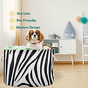 visesunny Collapsible Large Capacity Basket Animal Zebra Stripe Clothes Toy Storage Hamper with Durable Cotton Handles Home Organizer Solution for Bathroom, Bedroom, Nursery, Laundry,Closet