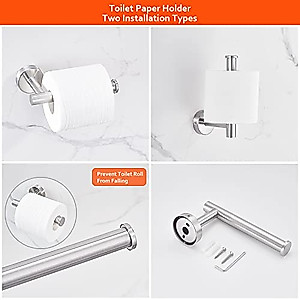Bathroom Hardware Set, 4 PCS Brushed Nickel Bathroom Towel Rack Set, Include 16 inch Hand Towel Bar, Toilet Paper Holder, 2 Adhesive Towel Robe Hooks, Stainless Steel Bathroom Accessories Set