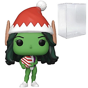 POP Marvel: Holiday - [She Hulk] as Elf Funko Vinyl Figure (Bundled with Compatible Box Protector Case), Multicolored, 3.75 inches