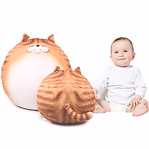 ARELUX 19.6In High Chubby Cat Plush Pillow, Cute Fat Kitty Cat Stuffed Animal Soft Kitten Adorable Hugging Pillow Anime Plushies,Funny Toy Birthday for Adults Friends