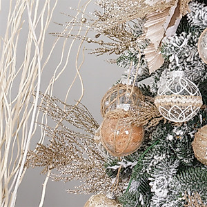 Christmas Glitter Stems 24pcs Artificial Pine Tree Picks for Christmas Tree Ornaments fillers, DIY Xmas Wreath, Crafts, Garland, Holiday, Party, Wedding and Home Decoration(Gold)