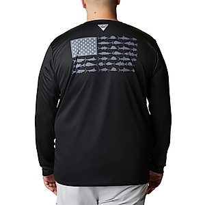 Columbia Men's Tall Size Terminal Tackle PFG Fish Flag LS, Black/Graphite, 2XT