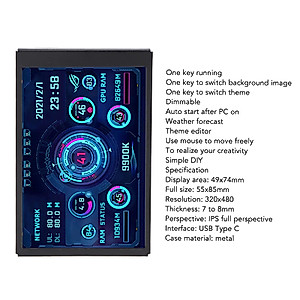 EBTOOLS Computer Temp Monitor, 3.5in IPS Sub Screen, Full View Mini PC Secondary Screen, USB C Auto Off Rotatable PC CPU Data Monitor, for Chassis RAM GPU (Black Cat Lingerie Dress)