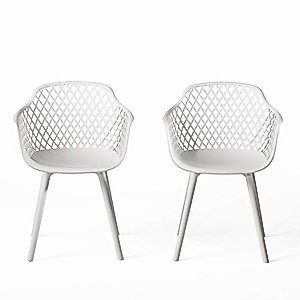 Christopher Knight Home Richard Outdoor Modern Dining Chair (Set of 2), White