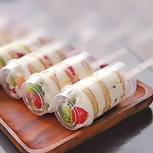 ASIBT Round Shape Clear Push-Up Cake Pop Shooter (Push Pops) Plastic Containers with Lids, Base & Sticks, Pack of 24