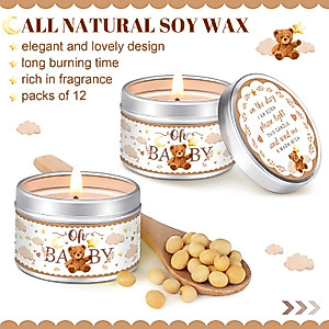 Funtery Rustic Flower Scented Candles, 12 Pcs Baby Shower Party Favors Candles Lavender Scented Baby Shower Favors for Guests Rustic Tea Lights Candles Gender Reveal Candle for Baby Shower