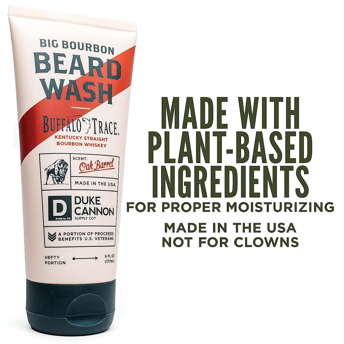 Duke Cannon Supply Co. Big Bourbon Beard Wash, 6 Fl Oz, Oak Barrel Scent - Made with Plant-Based Ingredients to Strengthen, Rejuvenate, Soften and Condition