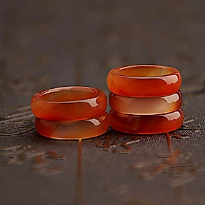 FUTIMELY 4Pcs Red Carnelian Rings Set for Women Agate Carnelian Stone Stackable Band Ring