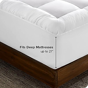 Bare Home Twin XL Mattress Topper Cotton Top - Fitted Mattress Cover - Cooling Breathable Air Flow - 8" to 21" Deep Pocket - Mattress Pad Protector - Soft Noiseless Mattress Pad (Twin XL)