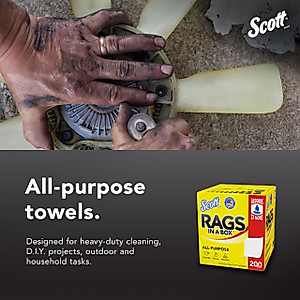 Scott Rags In A Box (75260), White, 200 Shop Towels / Box, 8 Boxes / Case