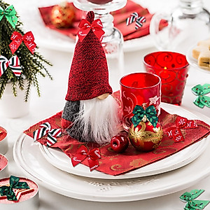 Syhood 150 Pcs Christmas Mini Bow Tiny Twist Tie Bow Handmade Craft Ribbon Bow Hair Small Bow Holiday Bow Craft Supply for DIY Sewing Party Decor (Red and Green,Patterned)