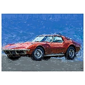 Will Davis Studios Classic Stingray Corvette Digital Painting Fine Art Birthday Greeting Card Inside Reads: (Happy Birthday!)