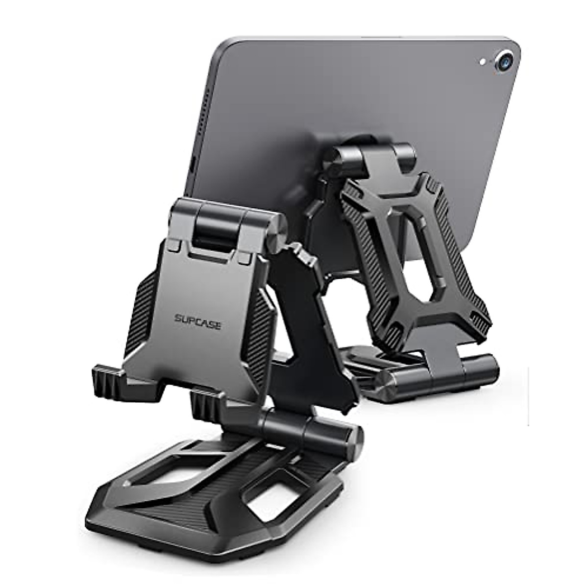 Heavy Duty Phone Stand for Desk Folds Flat Fits In Pocket-Black