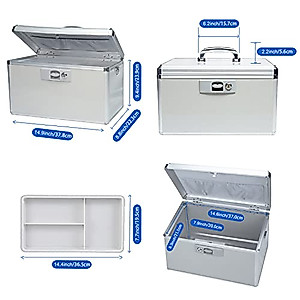 Hewei Durable Empty Medicine Box Storage Box Lock Box for Storage Collection Portable Lockable with Removable Sticker Tray Shoulder Strap (X-Large )