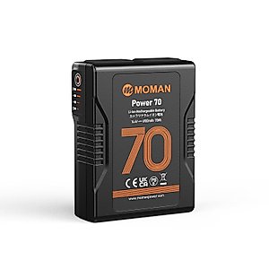 V Mount Battery, 70wh 4600mAh Moman Power 70 V-Lock Battery 14.4V with D-TAP USB-C Outputs for BMPCC 4k 6k Camcorders Cameras LED Lights, V-Mount-Battery-Dtap-Mini