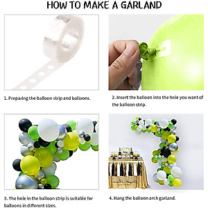 Balloon Garland Kit Green Silver Black, 130pcs Green and White Balloon Garland Arch Kit for Wedding Birthday Baby Shower Tropical Theme Jungle Party Decorations