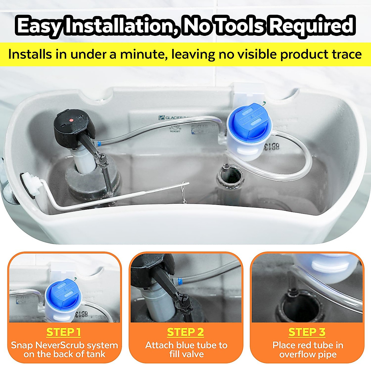 NeverScrub! Refill Cartridge Self Cleaning Toilet System - Replacement Cartridge for Automatic Toilet Bowl Cleaner - 1.65 oz, Lasts Up To 3-5 Months Continuous Toilet Bowl Cleaning