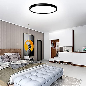 LED Flush Mount Ceiling Light Fixture, 9inch Modern Black LED Ceiling Light, 18W 5000K, Low Profile Slim Flat Surface Mount Ceiling Lights for Bedroom Kitchen Hallway Laundry Stairwell Basement Closet