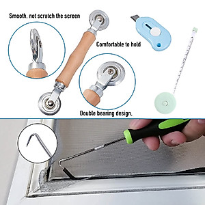 Windows Screen and Screen Door Repair Kit, 48"x118" Charcoal Fiberglass Mesh with Rolling Tool/Hook/Ruler/Cutter/Spline - Window Screen & Sliding Screen Door Replacement for Windows, TOOLTRIZ