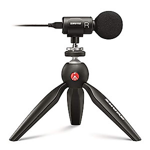 Shure Portable Videography Kit - Professional Recording Rig with MV88+ iPhone Mic, Manfrotto PIXI Tripod, Phone Clamp, Mount, AMV88-Fur Windjammer and SE215 PRO Sound Isolating Earbuds (MV88+SE215-CL)