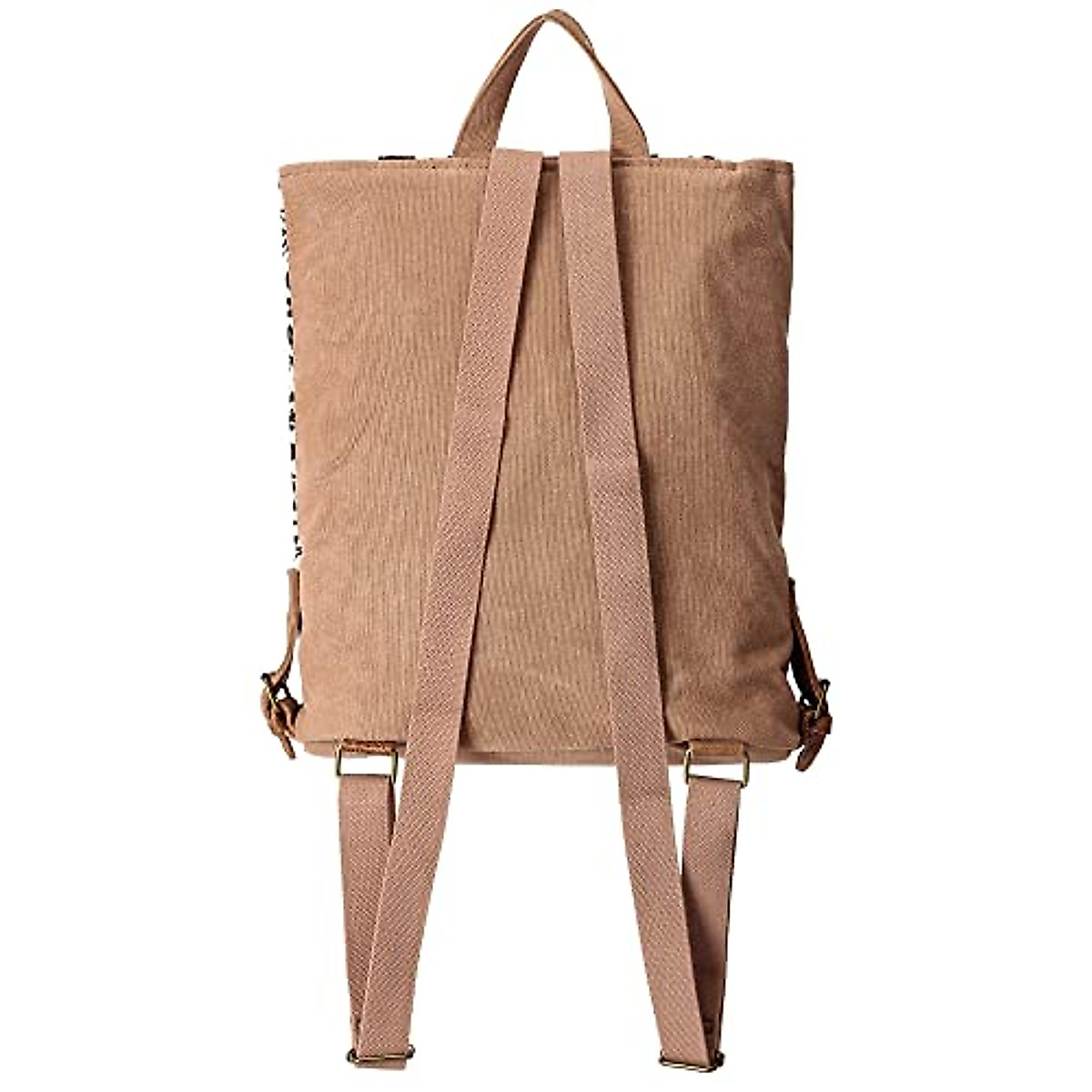 ANNGOTI Women's Canvas & Cowhide Backpack Fashion Bookbag, Chic Vintage Style Daypack Made with Genuine Leather, Large Interior with Multiple Inner Pockets