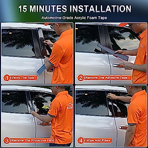 ACLONG Pillar Posts Door Window Trim Glossy Black Stainless Steel Pillar Posts Molding Trim Compatible with Porsche Panamera 2009-2016, Anti Scratch Stickers Door Pillar Moldings Cover Set -Set of 4