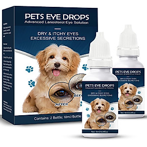 Cataract Drops for Dogs, Dog Eye Drops for Pet Eye Wash Relieve Pet Red Eyes, 2 Pcs Dog Eye Infections, Dryness, Removing Eye Stains&Cleaning Tear Streaks