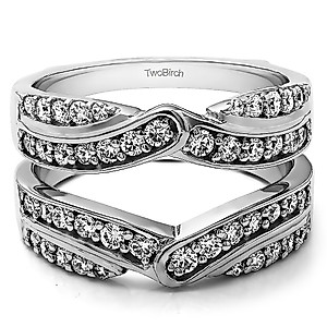 TwoBirch Sterling Silver Infinity Bypass Engagement Ring Guard With Brilliant Moissanite(3/4 Ct Size 7)