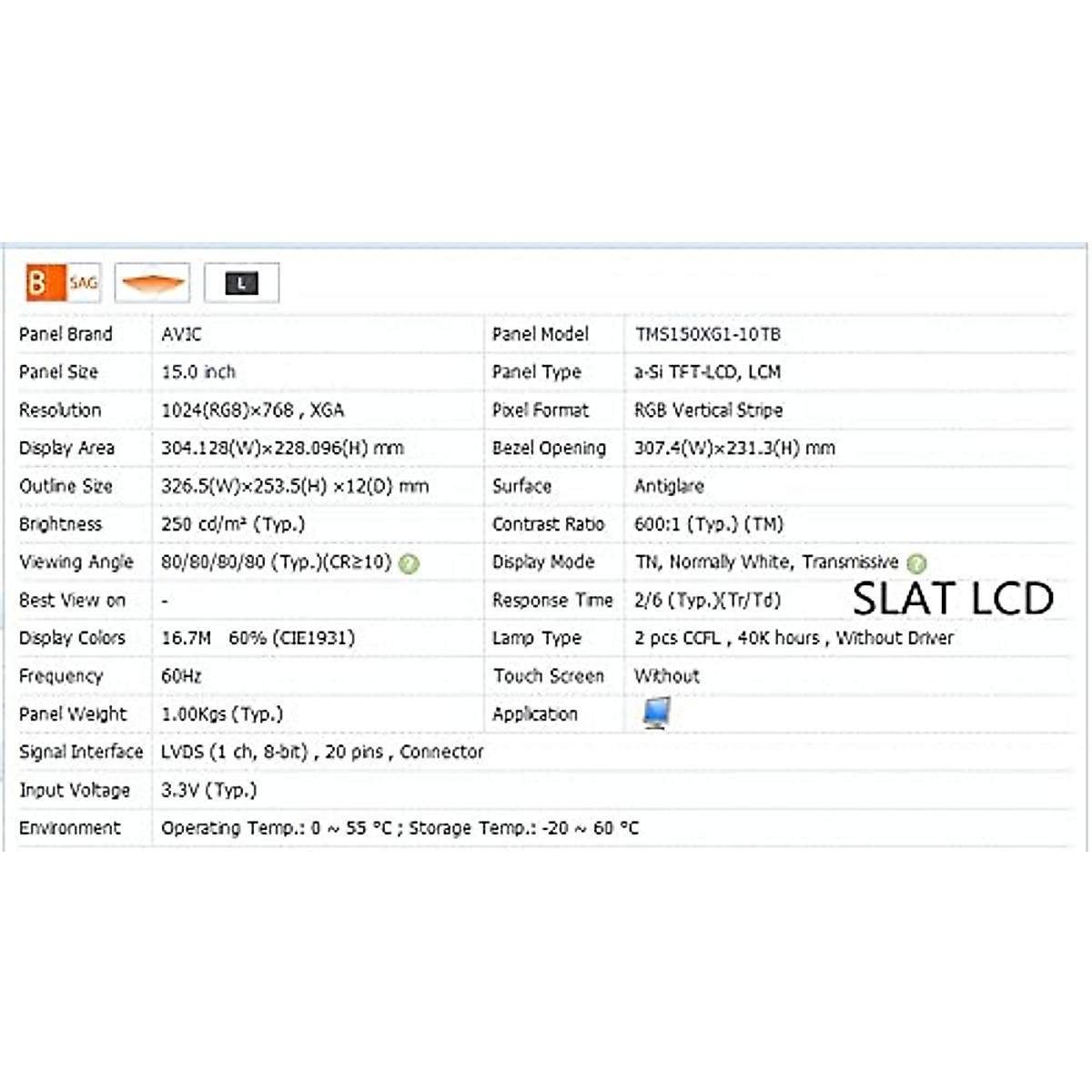 AVIC 15 Inch LCD Panel TMS150XG1-10TB with Full kit of Driver Board