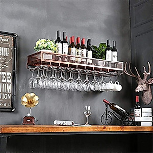 Stylish Simplicity Wine Racks Wall Holder Metal Vintage | Wine Bottle Holder Free Standing |Hanging Wine Glass Holder | Rustic Wine Holder Wall Mounted Wine Cooler Wine Stand Wine Cabinet, PIBM, Br