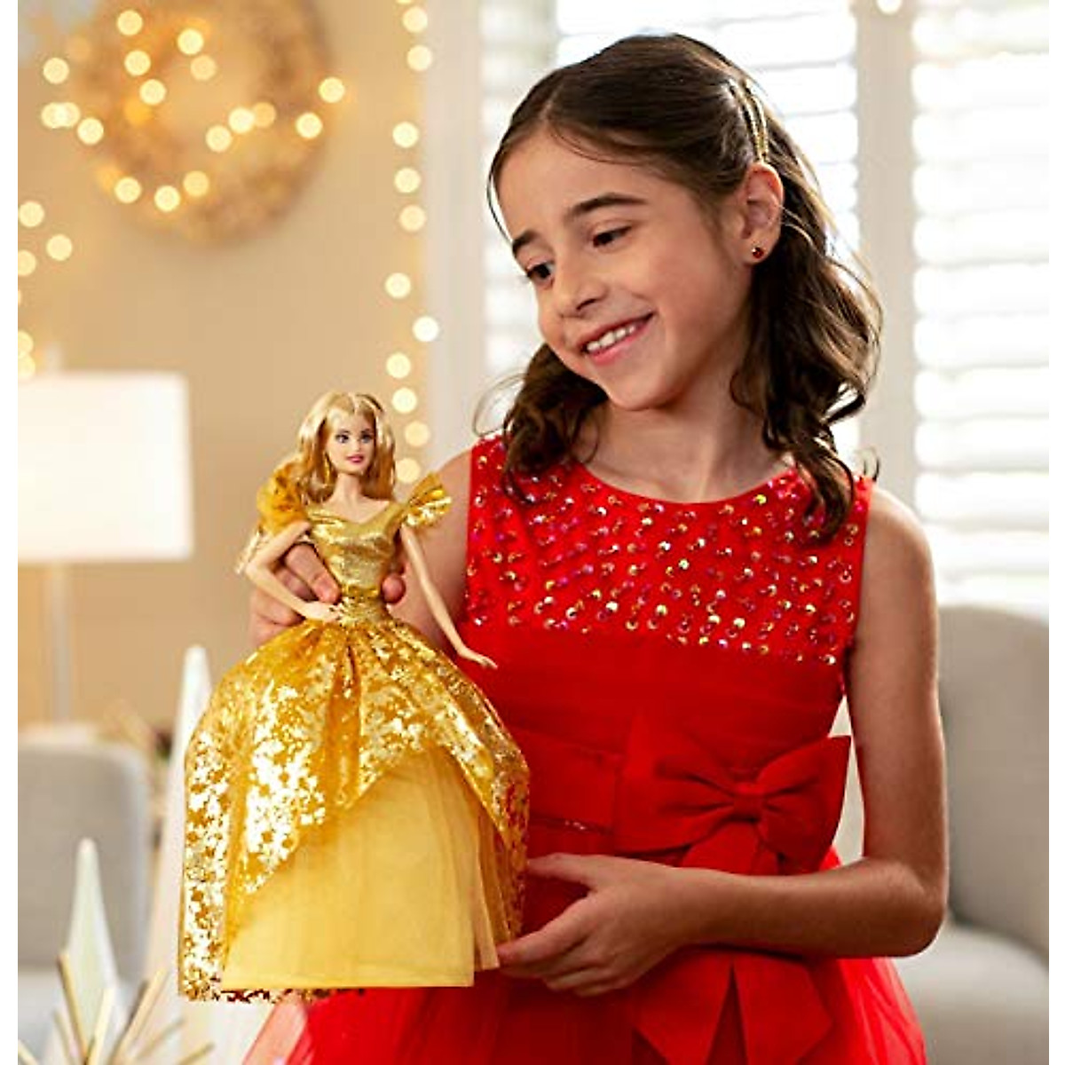 Barbie Signature 2020 Holiday Barbie Doll (12-inch Blonde Long Hair) in Golden Gown, with Doll Stand and Certificate of Authenticity, Gift for 6 Year Olds and Up
