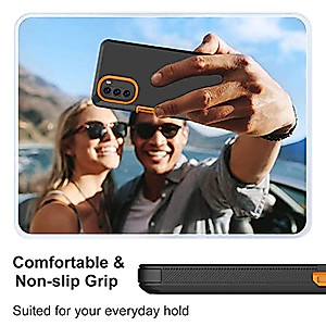 Aimoll-88 Moto G 5G 2022 Case: Heavy Duty Shockproof Protection, Built-in Screen Protector, Black/Orange
