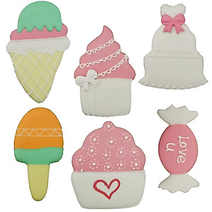 Summer Ice Cream Series Cookie Cutters Set of 6 pcs, Stainless Steel Fondant Cutter Molds Baking DIY