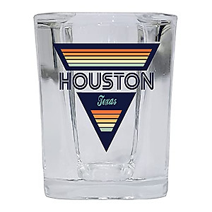 R and R Imports Houston Texas 2 Ounce Square Base Liquor Shot Glass Retro Design