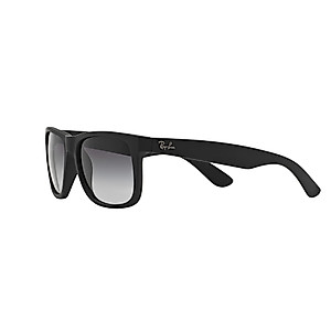 Ray-Ban RB4165 Justin Rectangular Sunglasses, Black/Grey, 55 mm