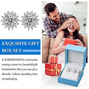 Moissanite Stud Earrings 0.2CT-8.0CT 18K White Gold Plated D Color VVS1 Clarity Brilliant Round Cut Lab Created Diamond S925 Sterling Silver Hypoallergenic Stud Earrings Anniversary Day Gifts for Women Men