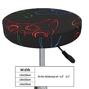 Mosytuky 14 Inch Padded Round Bar Stool Cover Cushion with Elastic Fabric Round Chair Seat Cushion for for Dining Room Office Salon Kitchen - Gamepad Joystick Game