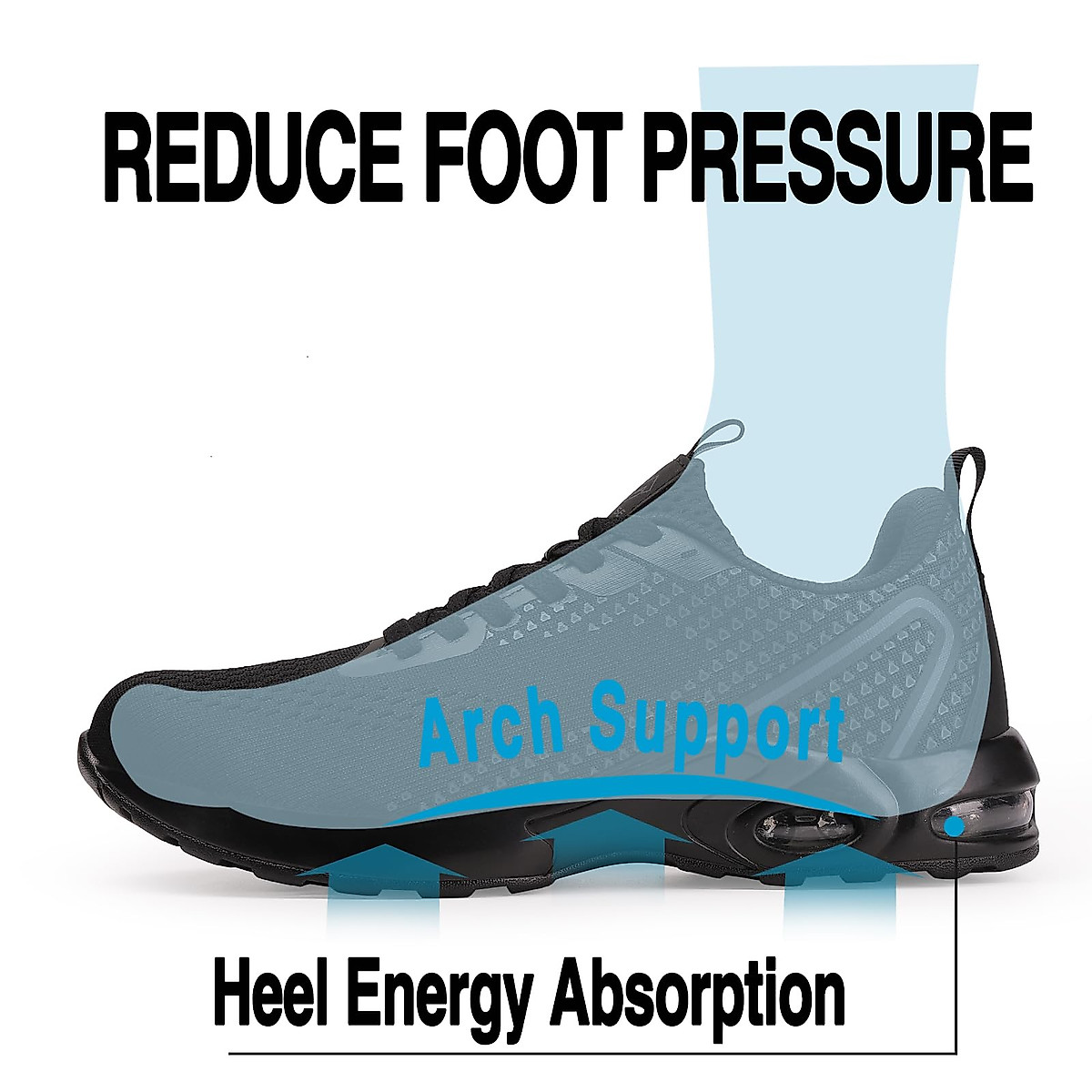 NIFOFISE Steel Toe Shoes for Women Safety Work Shoes Composite Toe Sneakers Slip Resistant Blk 38.5