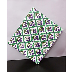 Generic Trash can Dustbin Waste Basket for Kitchen, Room Handmade Paper Block Print Flower Design Plastic Free Bin Decorative 3.3 Gallon (1, Purple Flower)