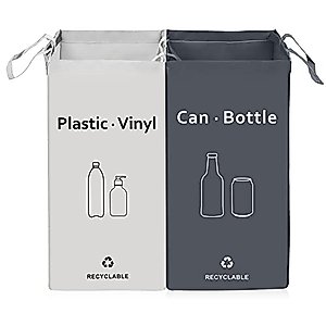 JIALAI HOME 2 Pack Separate Recycling Waste Bin Bags, Recycle Bins for Kitchen Home - 28 Gallon Trash Bin, Recyclable Waste Trash Sorting Organizer, Durable, Washable, Affordable Recycle Bags