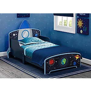 Delta Children Space Adventures Rocket Ship Wood Toddler Bed - Greenguard Gold Certified, Blue