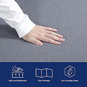 Olee Sleep Tri-Folding Memory Foam Topper, 4 inch, Grey, Narrow Twin, Play Mat, Foldable bed, Guest bed, Portable bed